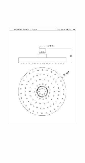 Overhead Shower 140mm Round Shape Single Flow | Model : OHS-CHR-1757