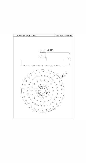 Overhead Shower 180mm Round Shape Single Flow | Model : OHS-CHR-1755